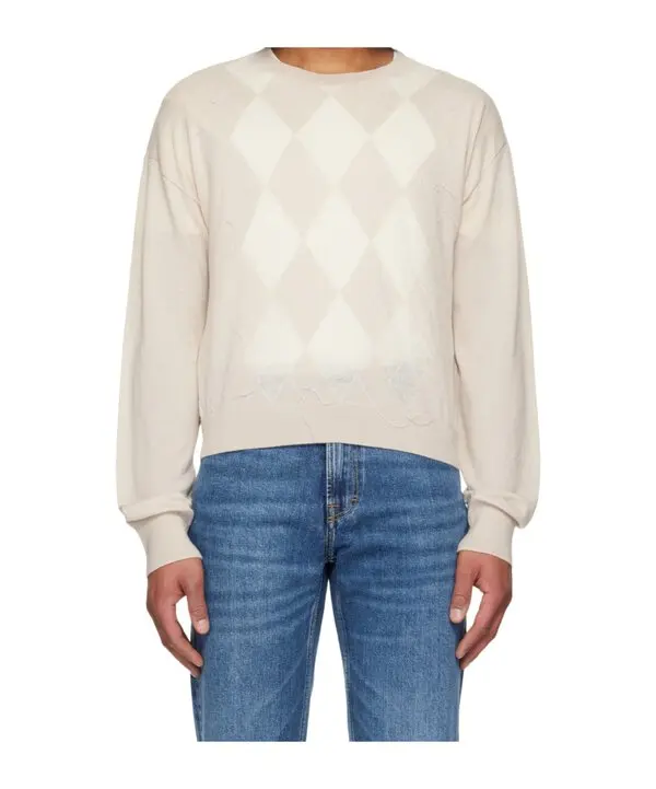 Our Legacy Blossom Argyle Cropped Knitted Sweater - White