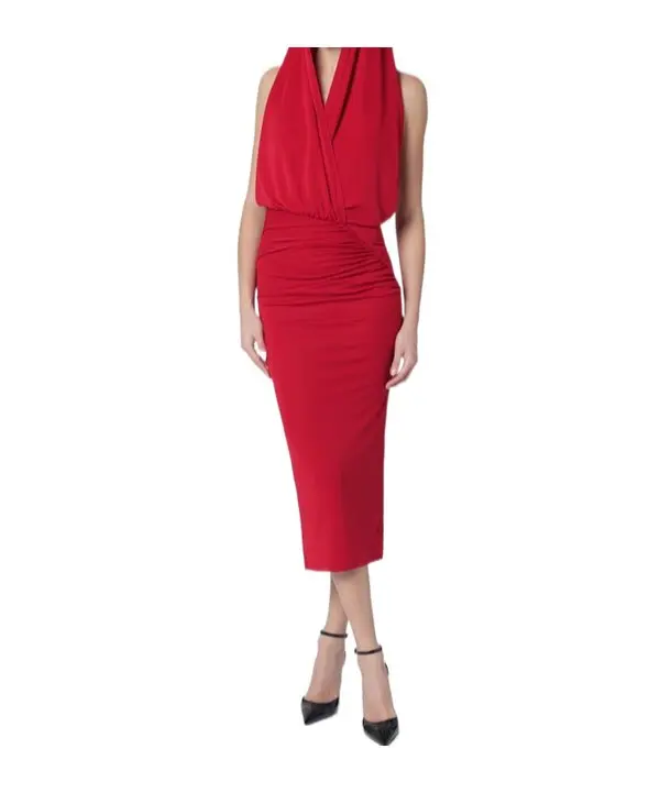 Andamane Annie Hooded Midi Dress - Red