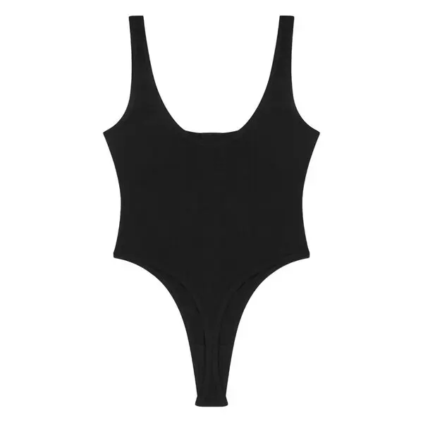 Versace Logo Embroidered Ribbed Bodysuit