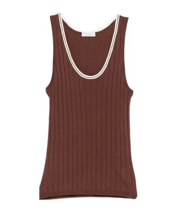 Brunello Cucinelli Sleeveless Ribbed Jersey Tank - Red