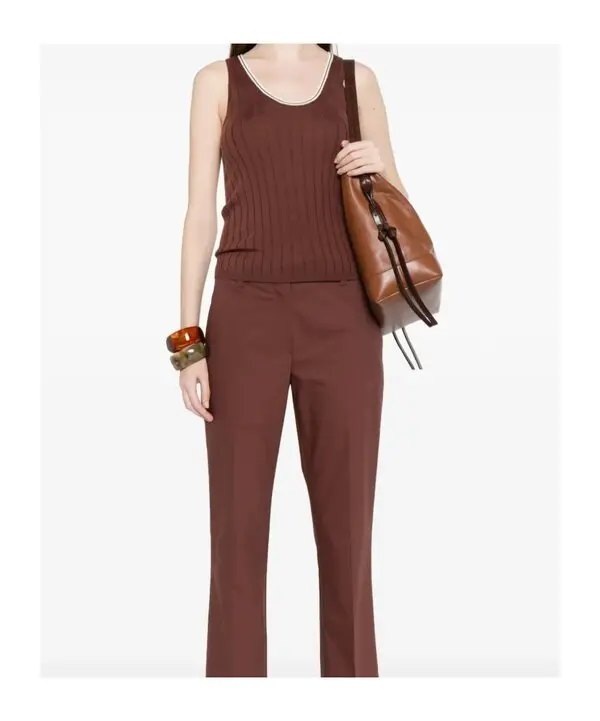 Brunello Cucinelli Sleeveless Ribbed Jersey Tank - Red