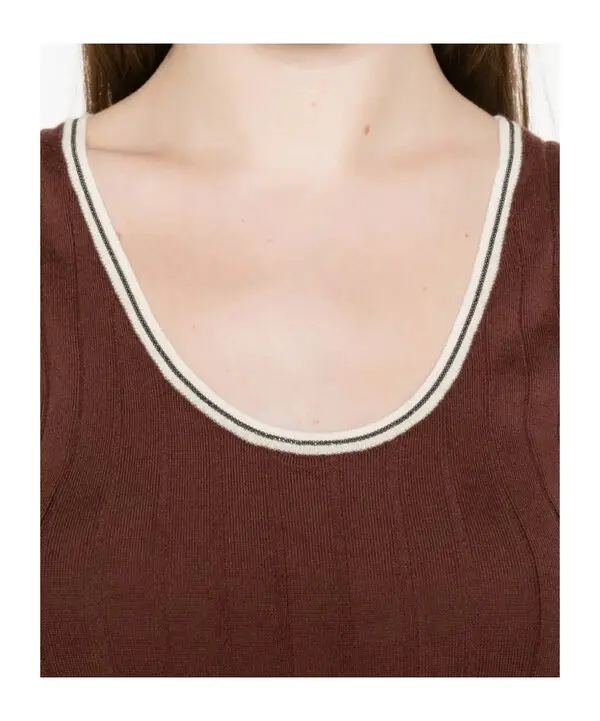 Brunello Cucinelli Sleeveless Ribbed Jersey Tank - Red