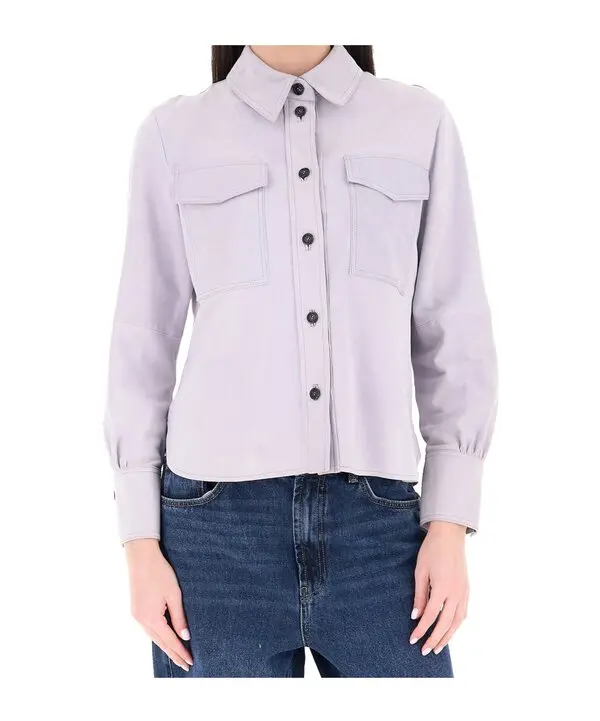 Marella Long-sleeved Shirt Jacket - Purple