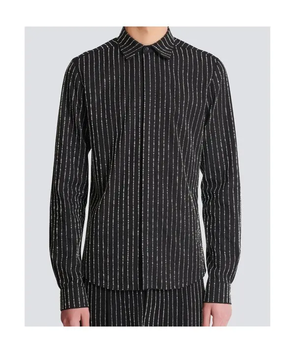 Balmain Cotton Shirt With Crystal Stripes