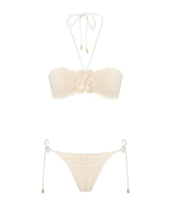 Zimmermann Crochet Flower Bikini - Cream