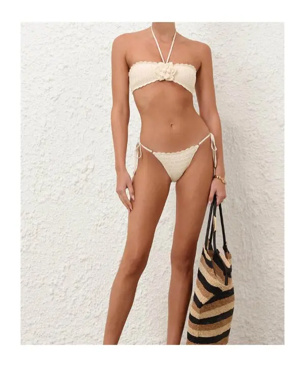 Zimmermann Crochet Flower Bikini - Cream