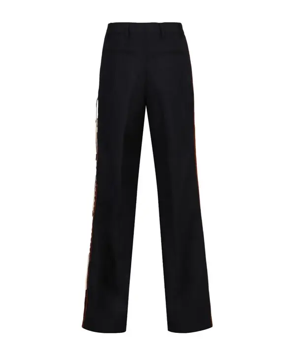 Dries Van Noten Velvet-trimmed Straight-leg Trousers