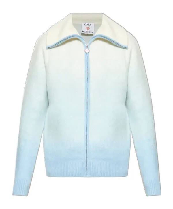 Casablanca Gradient Knit Zip-up Sweater