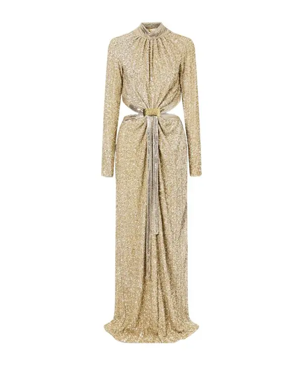 Rabanne Sequin-embellished Cut-out Maxi Dress