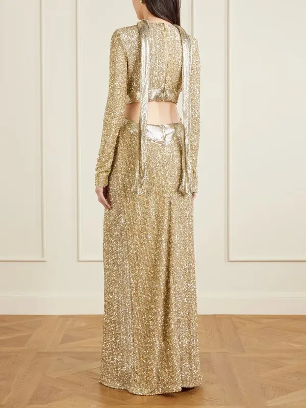 Rabanne Sequin-embellished Cut-out Maxi Dress