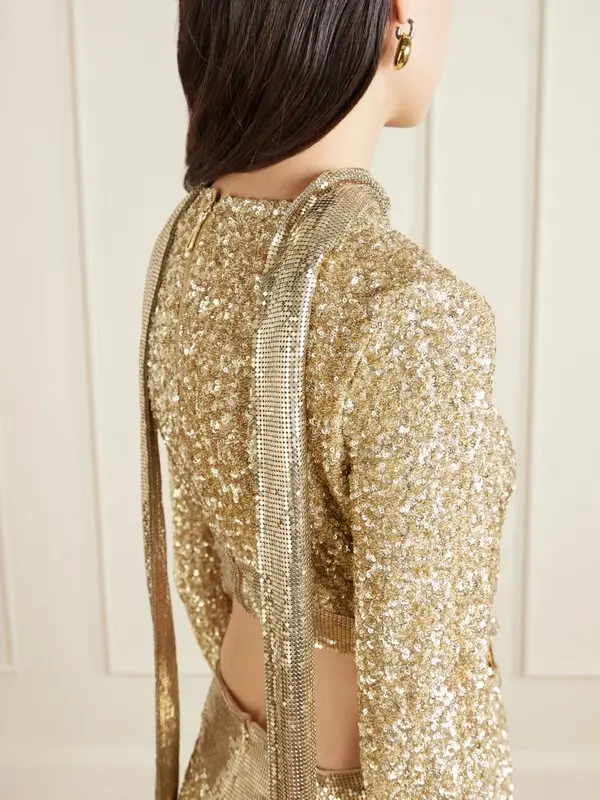 Rabanne Sequin-embellished Cut-out Maxi Dress