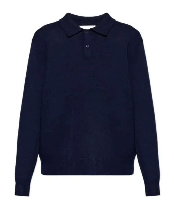 LISA YANG Buttoned Polo Shirt - Navy Blue