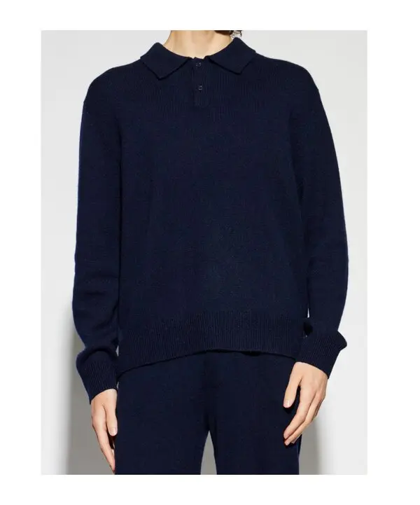 LISA YANG Buttoned Polo Shirt - Navy Blue