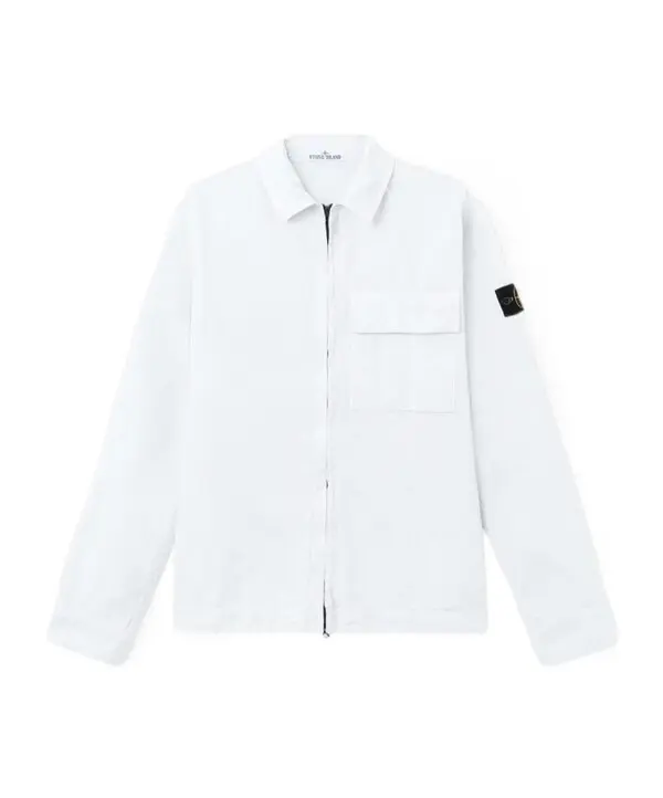 Stone Island Logo Patch Pocket Detail Shirt - Sky-blue