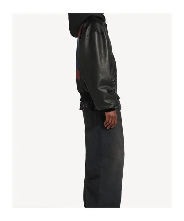 Balenciaga Patched Hooded Leather Jacket