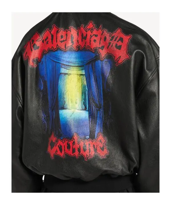 Balenciaga Patched Hooded Leather Jacket
