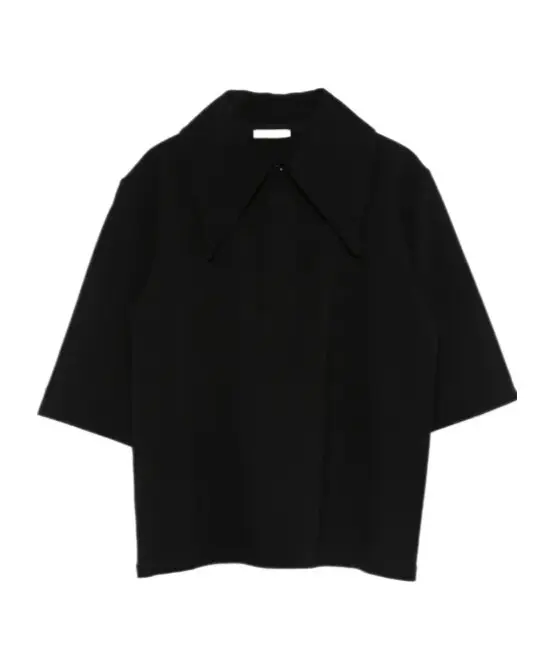 Ami Short Sleeve Buttoned Polo Top - Black