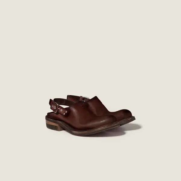 Miu Miu Leather Clogs - Brown