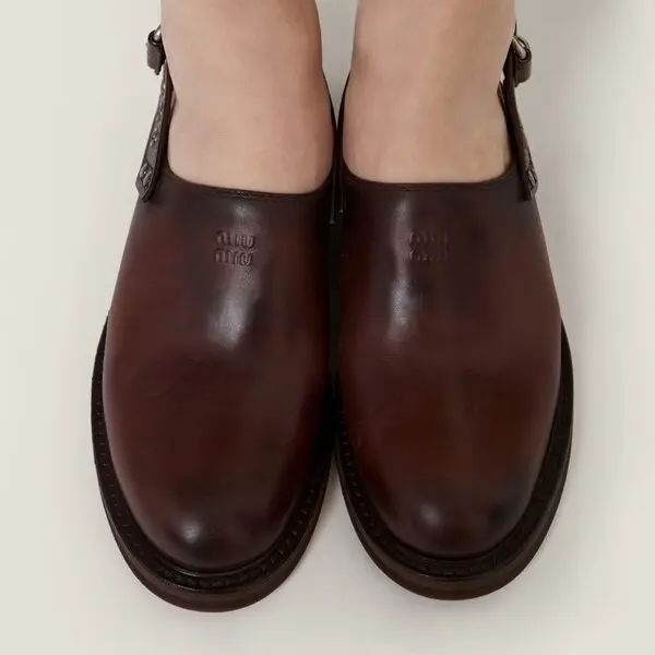 Miu Miu Leather Clogs - Brown