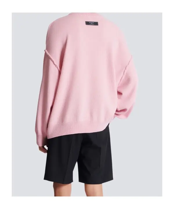 Balmain Eco-cashmere Sweatshirt With Frayed Edges - Pink