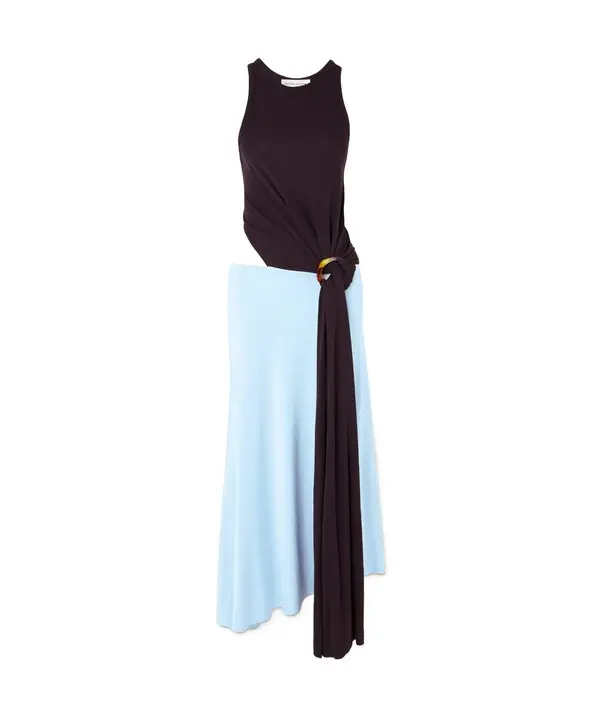 Victoria Beckham Sleeveless Round Neck Embellished Midi Dress