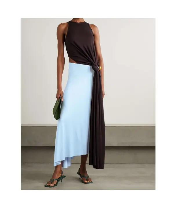 Victoria Beckham Sleeveless Round Neck Embellished Midi Dress