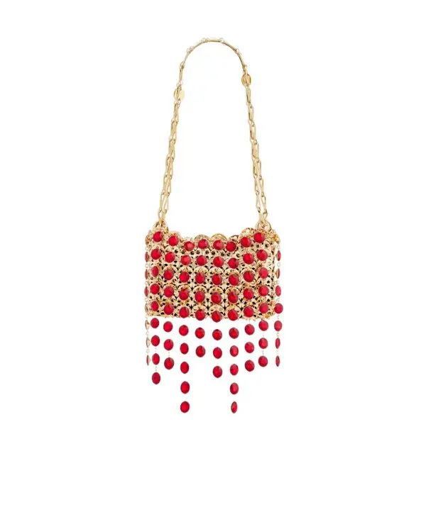 Rabanne Crystal Chain Shoulder Bag - Gold / Ruby Strass