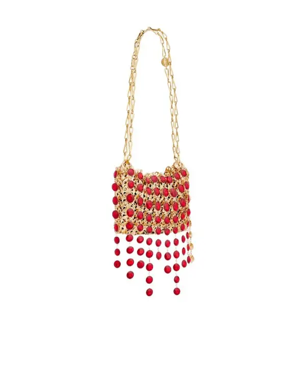 Rabanne Crystal Chain Shoulder Bag - Gold / Ruby Strass