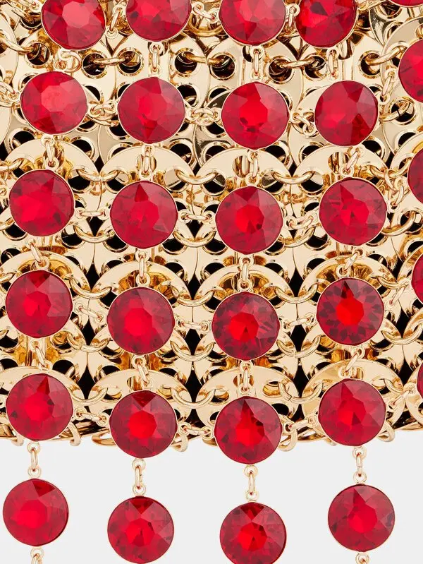 Rabanne Crystal Chain Shoulder Bag - Gold / Ruby Strass