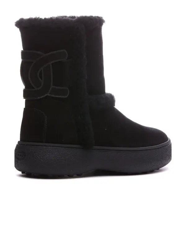 TOD'S Logo Patch Ankle Boots - Black