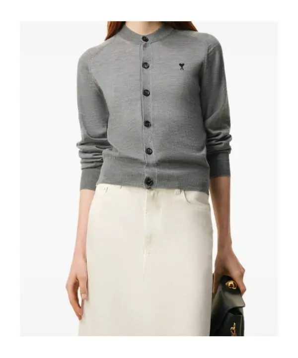 AMI Paris De Coeur Logo Cardigan