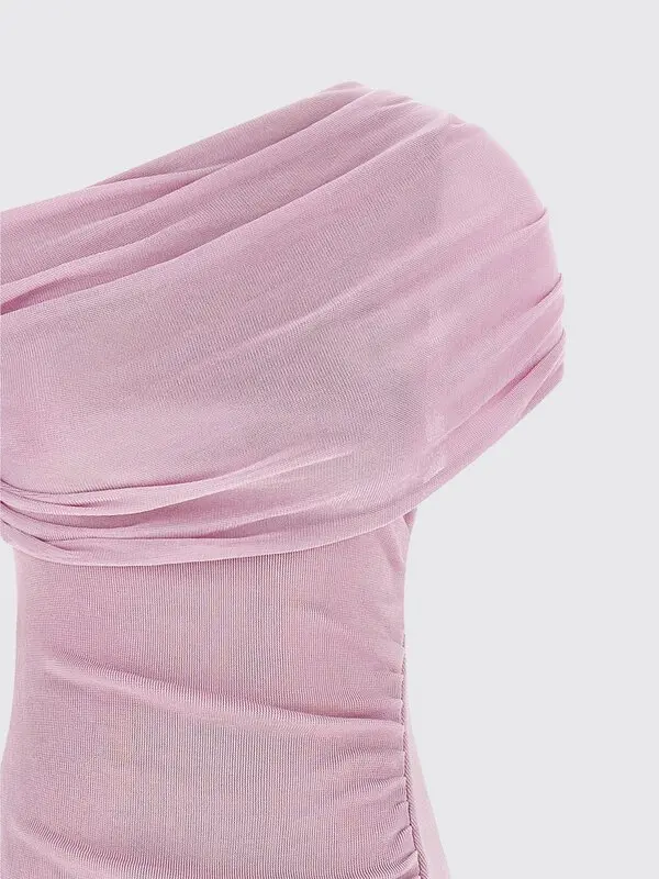 SELF-PORTRAIT Draped Gathered Midi Dress - Pink