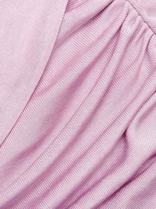 SELF-PORTRAIT Draped Gathered Midi Dress - Pink