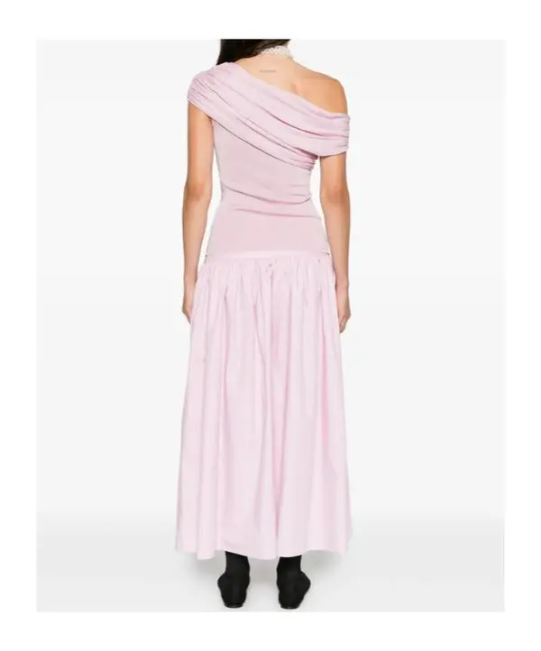 SELF-PORTRAIT Draped Gathered Midi Dress - Pink