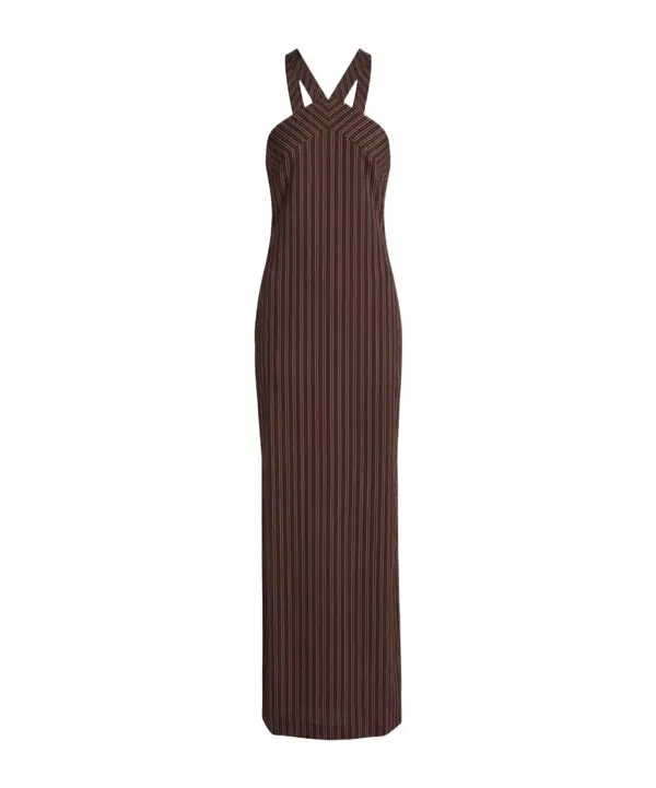Patrizia Pepe Pinstripe-pattern Maxi Dress - Brown
