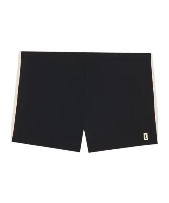 Saint Laurent Cassandre Logo Embroidered Swim Shorts - Black