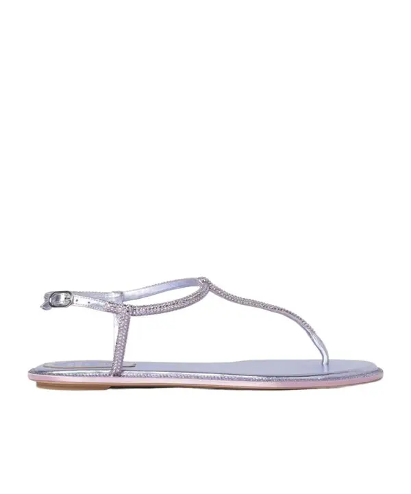 Rene Caovilla Diana Crystal-embellished Metallic Sandals - Gray