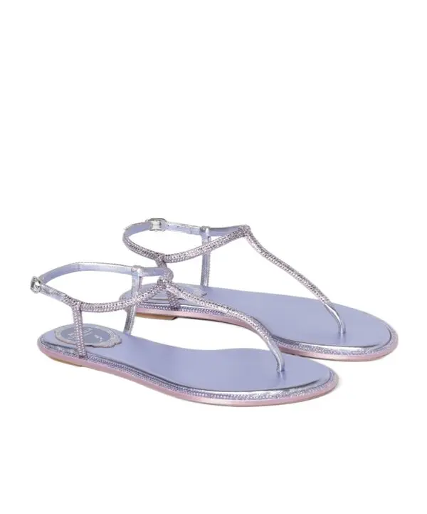 Rene Caovilla Diana Crystal-embellished Metallic Sandals - Gray
