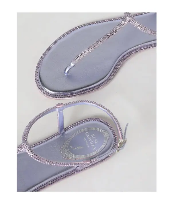 Rene Caovilla Diana Crystal-embellished Metallic Sandals - Gray