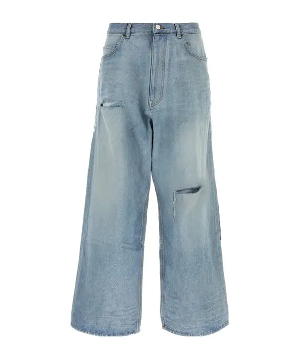Balenciaga Distressed Baggy Jeans - Blue