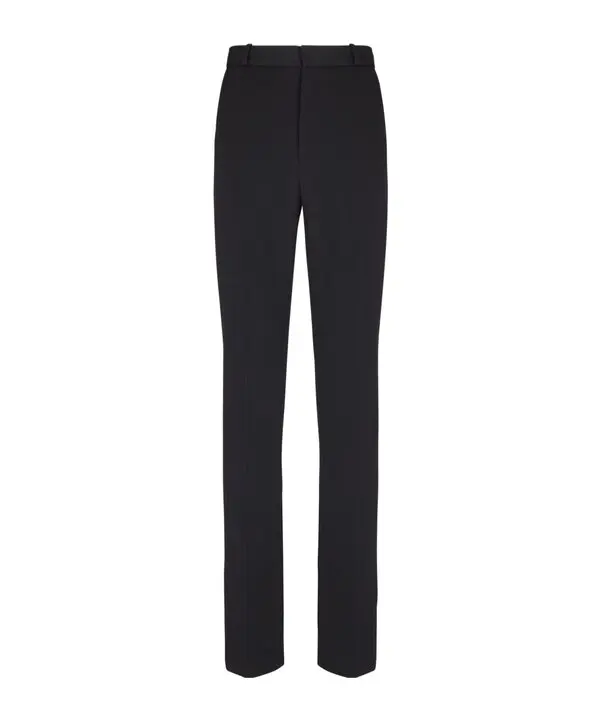 Balmain Wool Darted Trousers - Black