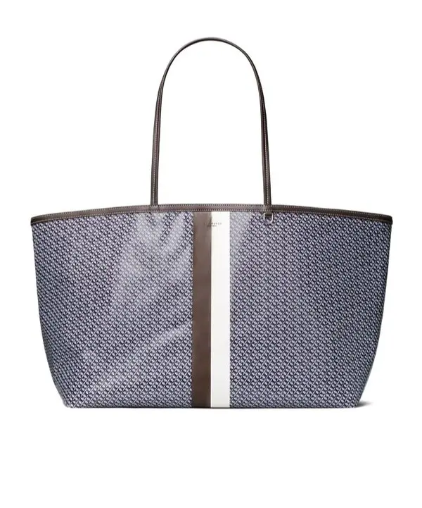 Tory Burch Racer Stripe Print Large Tote Bag - Blue