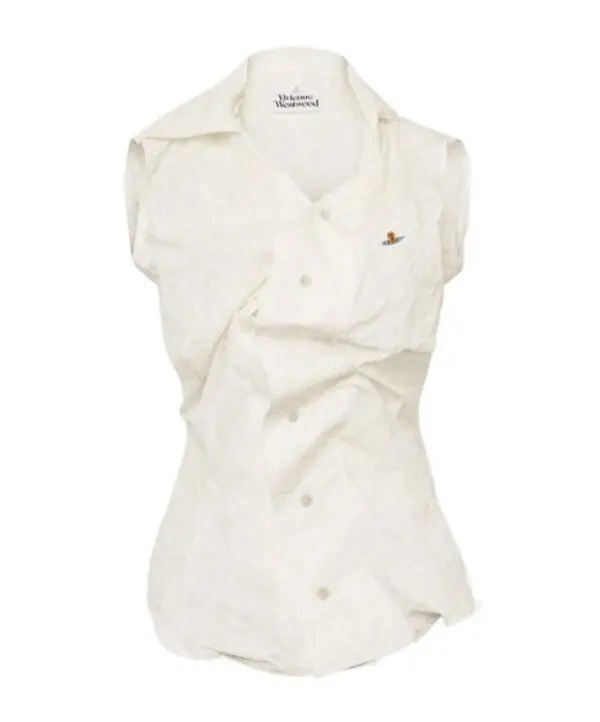 VIVIENNE WESTWOOD Sleeveless Shirt With Orb Logo - Stained White