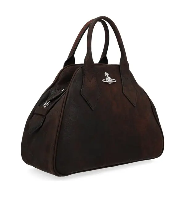 VIVIENNE WESTWOOD Structured Top Handle Shoulder Bag With Orb Detail - Brown