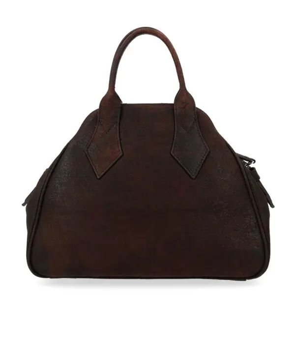 VIVIENNE WESTWOOD Structured Top Handle Shoulder Bag With Orb Detail - Brown
