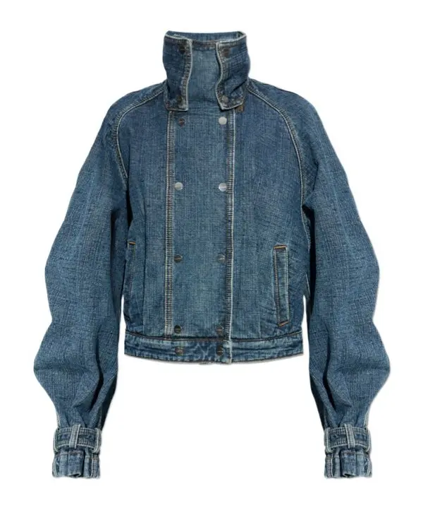 LANVIN Cropped Stand Collar Denim Jacket
