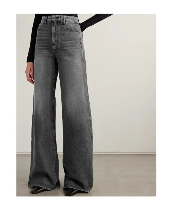 Khaite Dane High-waisted Wide-leg Jeans - Grey