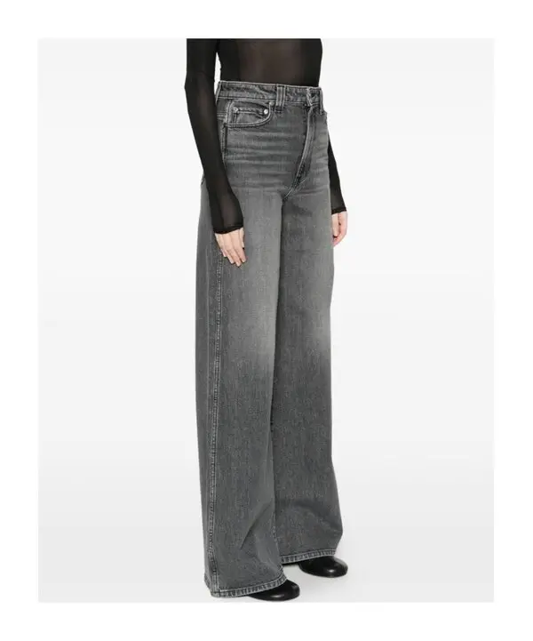 Khaite Dane High-waisted Wide-leg Jeans - Grey