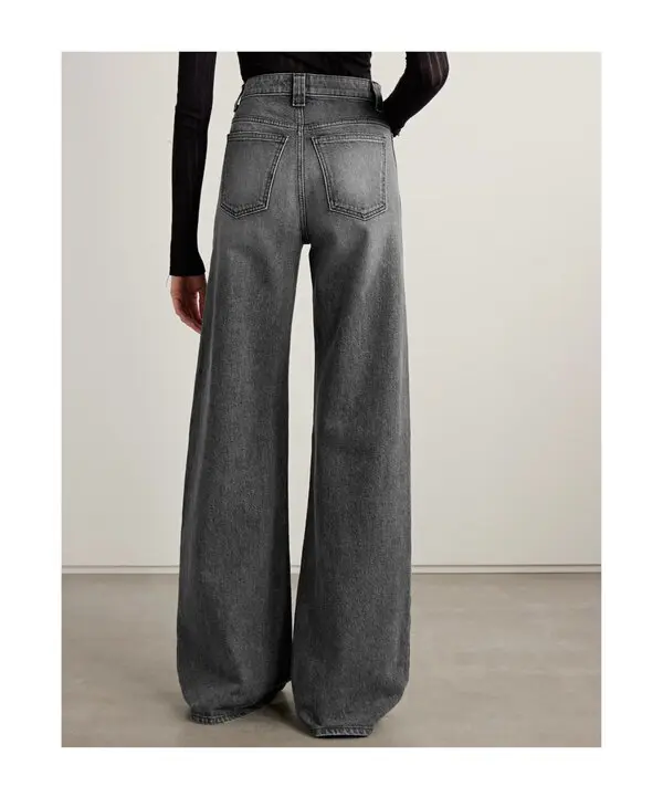 Khaite Dane High-waisted Wide-leg Jeans - Grey