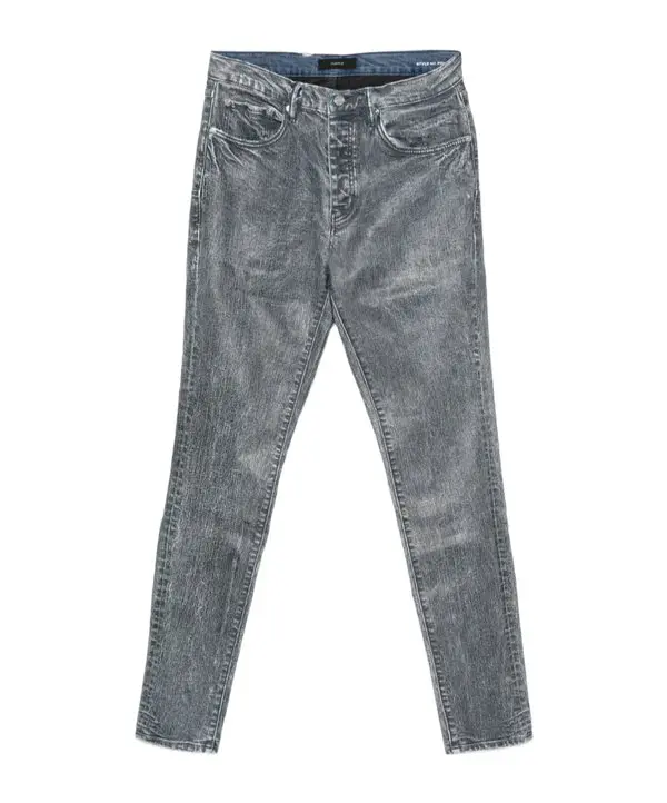 PURPLE BRAND Acid Wash Straight Leg Jeans - Dark Navy Blue